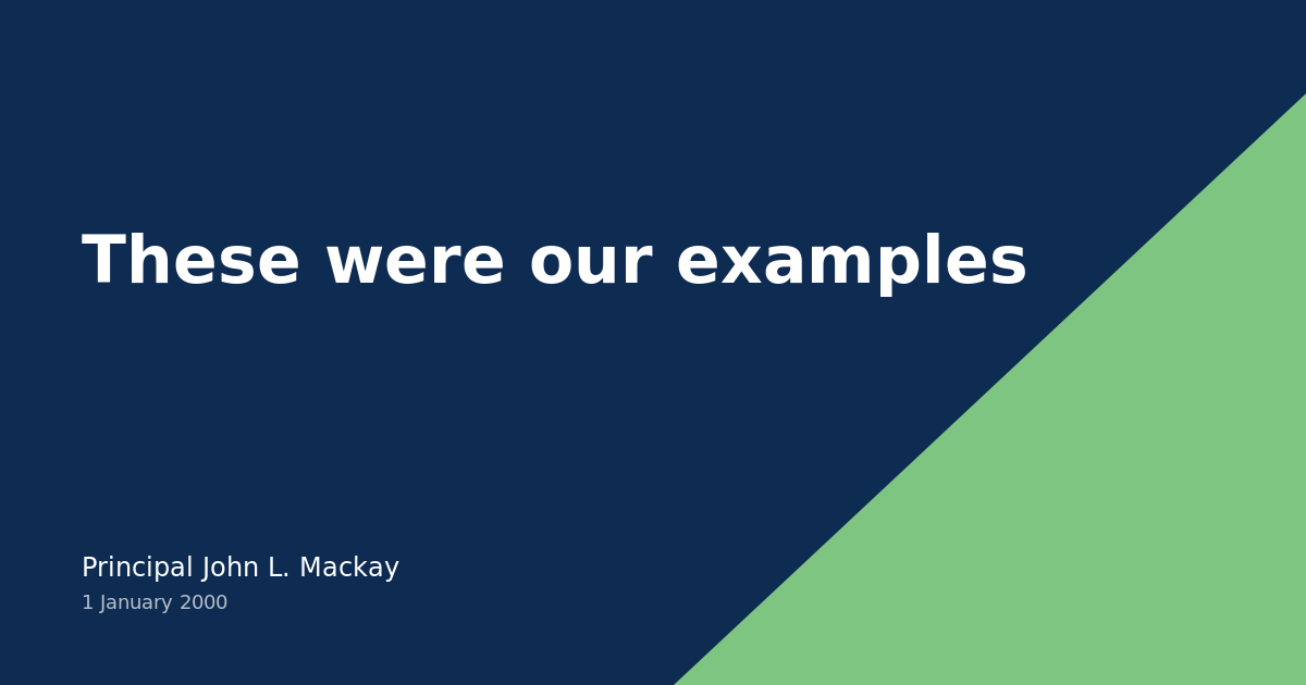 These were our examples