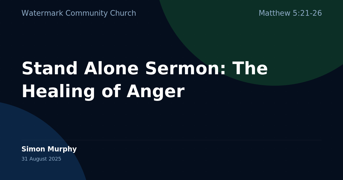 Stand Alone Sermon: The Healing of Anger